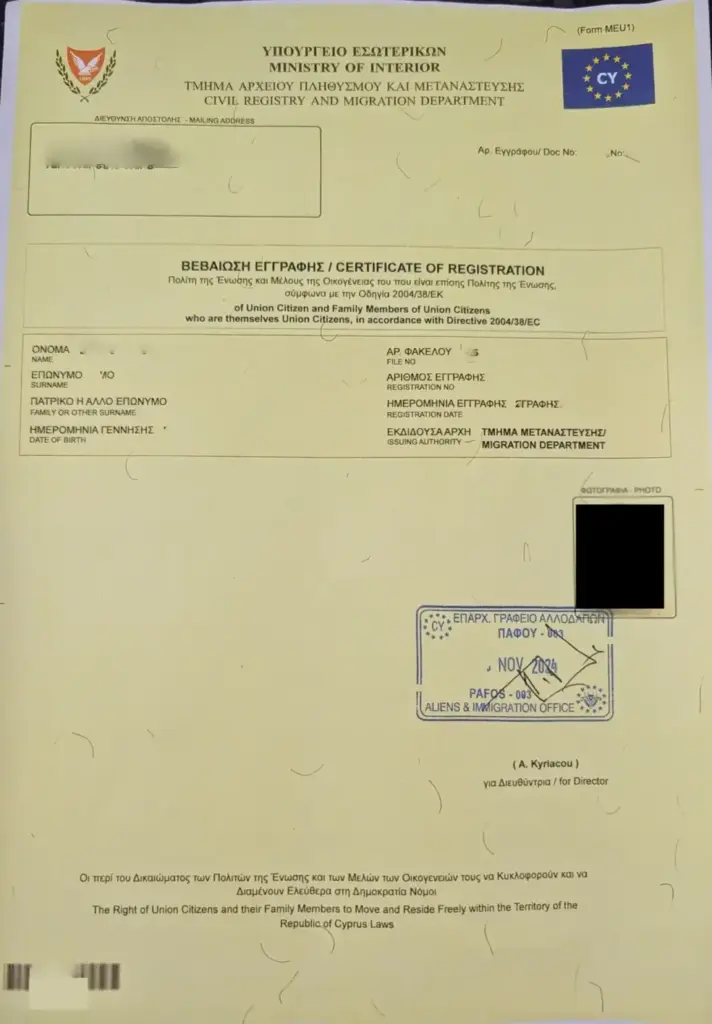 Yellow Slip Cyprus - Residence Registration Guide 2026